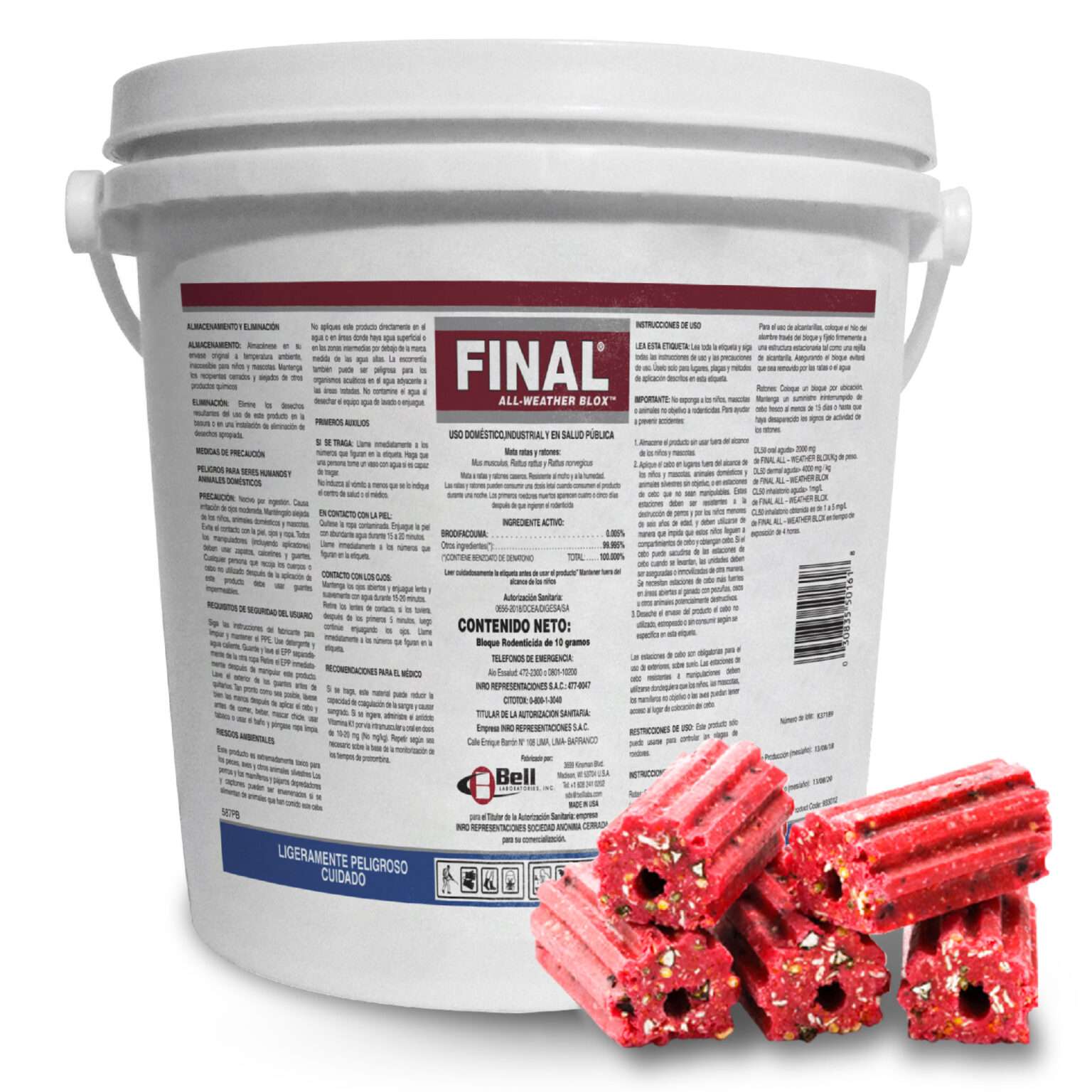 FINAL® BLOQUE – BALDE X 8.2 KILOS – RODENTICIDA (BRODIFACOUM 0.005%) – SDA