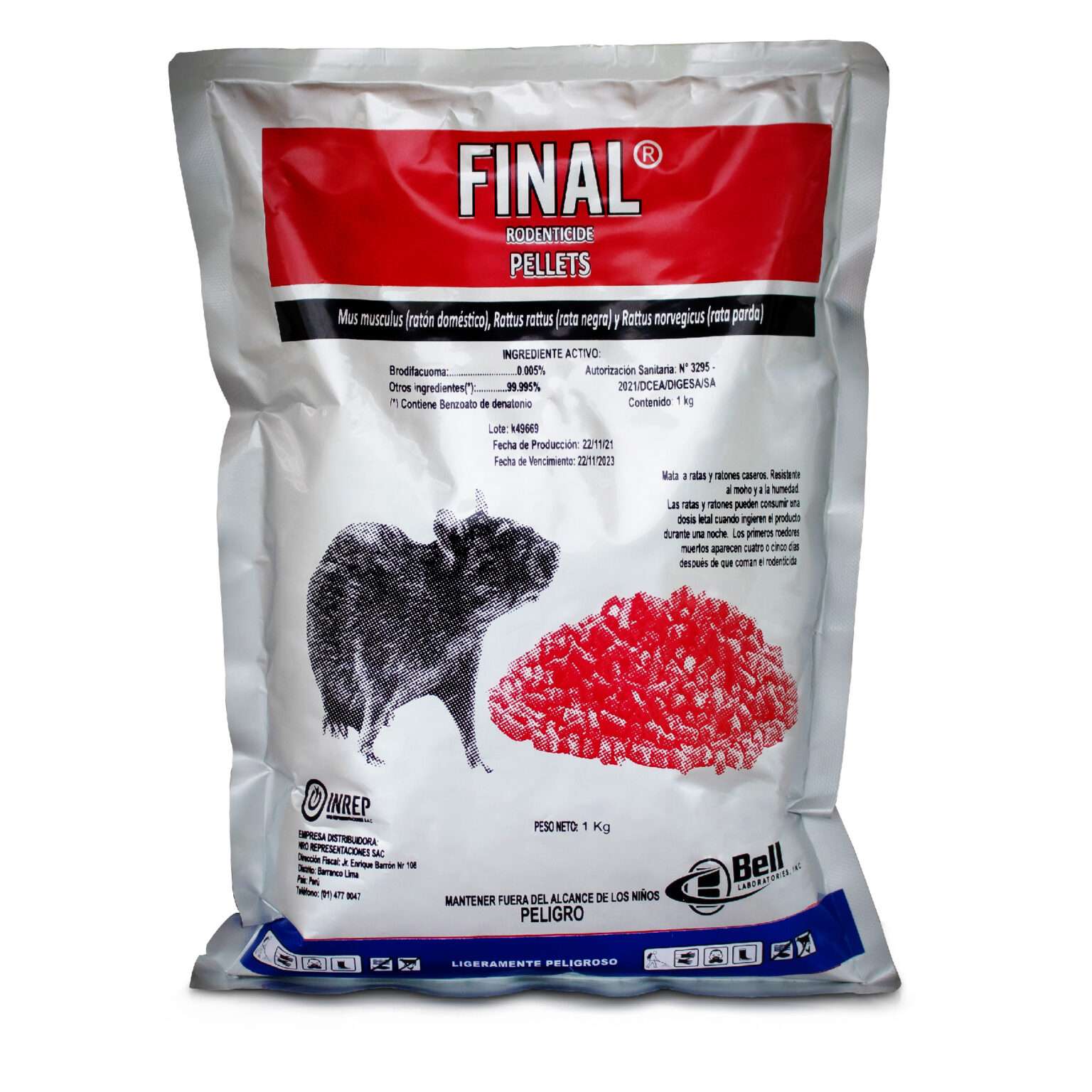 FINAL® PELLETS – BOLSA X 1 KG – RODENTICIDA (BRODIFACOUM 0.005%) – SDA